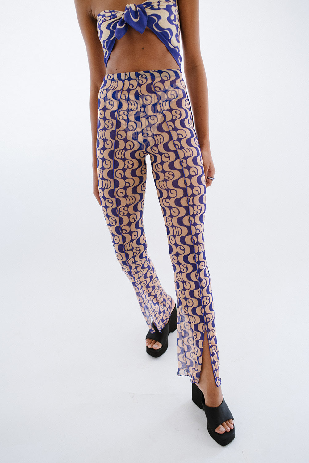 Calça Fenda Tule Orla Azul | COSMO